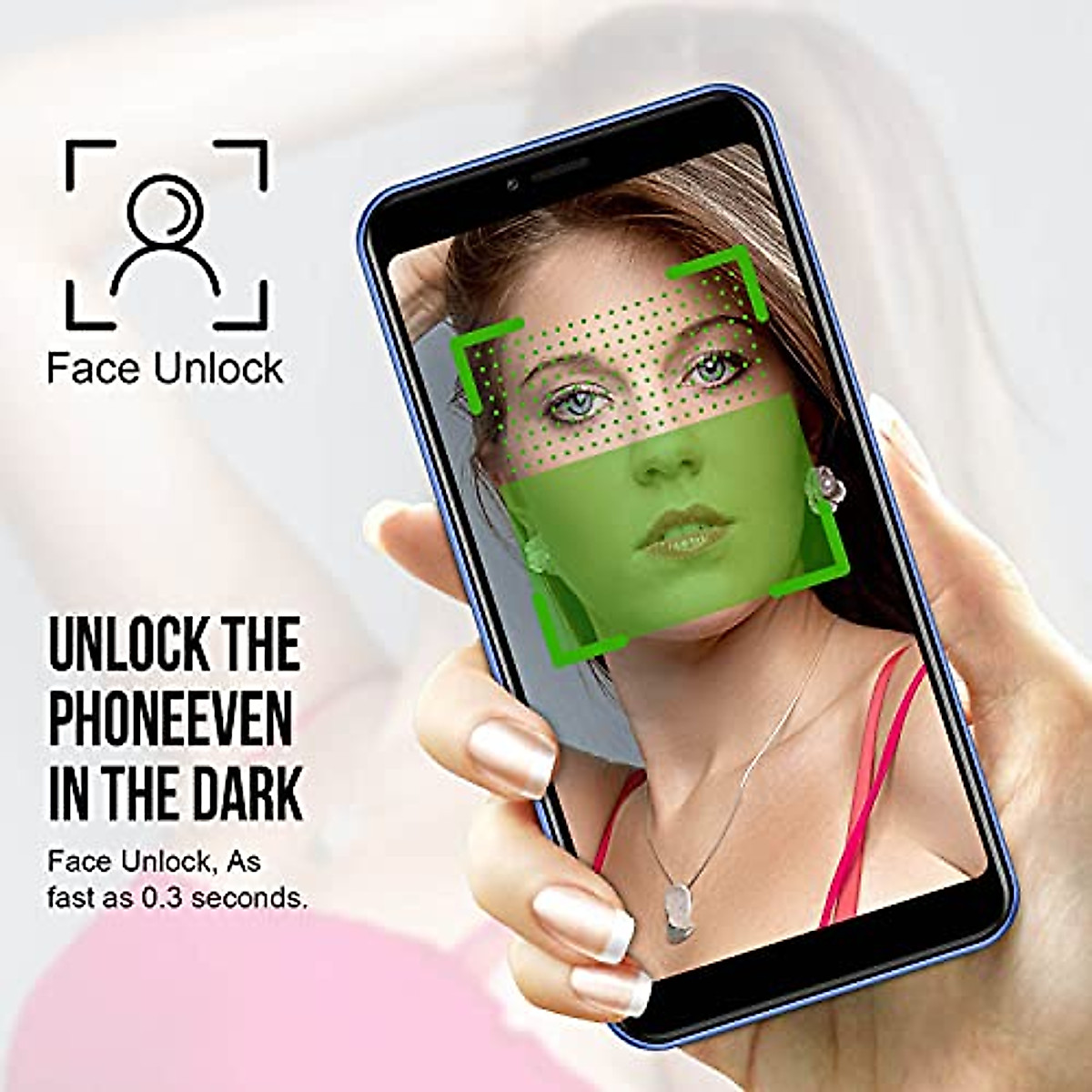 KXD 6C Cell Phone 4G Android Phones Unlocked 5.5" Full-Screen Phone 8MP Camera Smartphones Face ID 2500mAh Battery 16GB ROM with 64GB Expandable Memory Mobile Phones US Version (Blue)