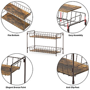Simple Houseware Countertop Spice Rack 2-Tier Kitchen Spice Organizer Storage Shelves, Bronze