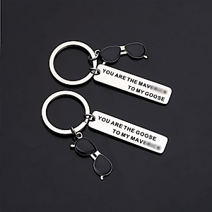 CENWA You are The Mav to My Goose Set of 2 Best Friend Keychain Set BFF Jewelry (Mave Goose Set)