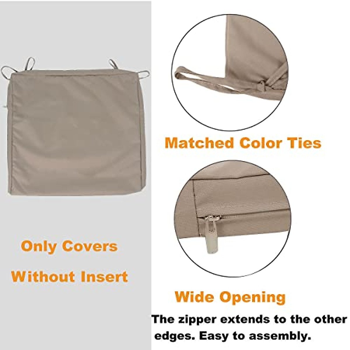 Leeymoo Outdoor Seat Cushion Covers, Water Repellent Patio Cushion Replacement Covers-Only Covers (18"x18"x2" 2 Pack Black)