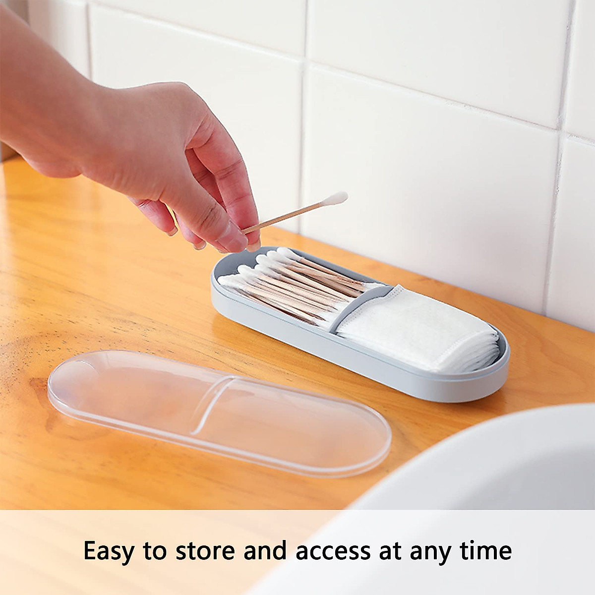 Portable Travel Cotton Pad Storage Case Cotton Swab Ball Holder Dispenser Sponge and Cosmetic Storage Box with Transparent Lid Storage Jar Sanitary Napkins Pad Container Dental Sealed Floss Box 2 Pcs