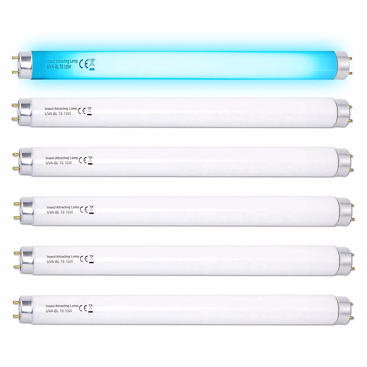 Konideke 6 Pack T8F10W BL 10W Replacement Bulbs T8 10 Watts Fluorescent Tube for 20W Device 13 Inch 365-nm Black Light