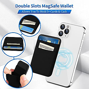 Senose Magnetic Wallet compatible for MagSafe, Lycra Phone Card Holder Double Layer Card Wallet compatible for iPhone 14 Pro Max/14 Pro/14/13 Pro Max/13 Pro/13/12 Pro Max/12 Pro/12 (Black)
