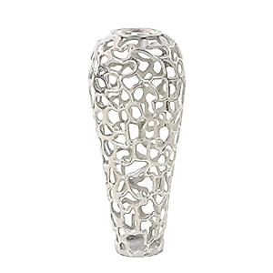 Deco 79 Aluminum Coral Vase, 10" x 10" x 25", Silver