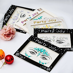 RLMOON Mermaid Face Jewels Rhinestone Sticker Face Gem Cosplay Mermaid Halloween Face Decoration 3D Crystal Sticker Rave Accessories for Carnival Music Festival Party