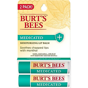 Medicated Moisturizing Lip Balm Twin Pack by Burts Bees for Unisex - 2 x 0.15 oz Lip Balm