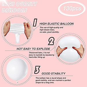 130PCS White Balloons Different Sizes 18" 12" 10" 5" Balloon Garland Arch Kit perfect for Birthday Party, Graduation, Baby Shower, Wedding, Holiday Decoration and Anniversary (White balloons)