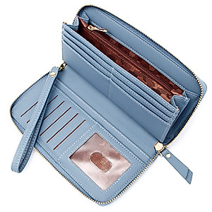 VOCUS Womens Wallet RFID Blocking Zip Around Wallet PU Leather Large Travel Long Purse Credit Card Holder with Wristlet