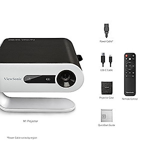 ViewSonic M1 Portable LED Projector with Auto Keystone, Dual Harman Kardon Speakers, HDMI, USB C, Stream Netflix with Dongle