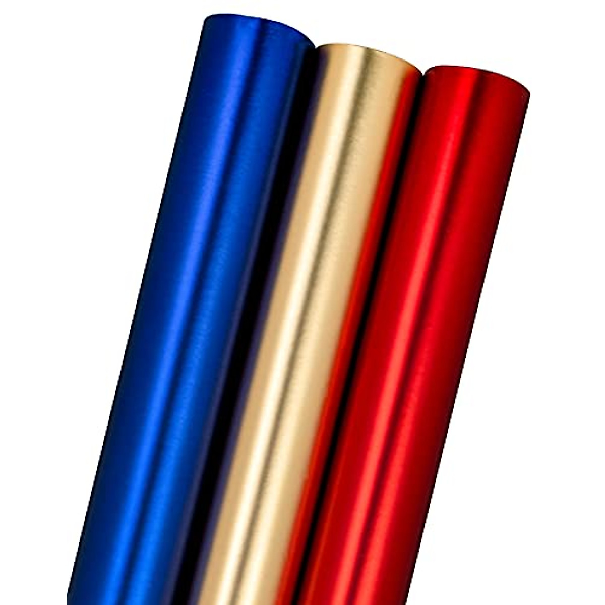 MAYPLUSS Wrapping Paper Roll - Mini Roll - 17 inch X 120 inch Per roll - Solid Matte Gold/Red/Blue Design (42.3 sq.ft.ttl)
