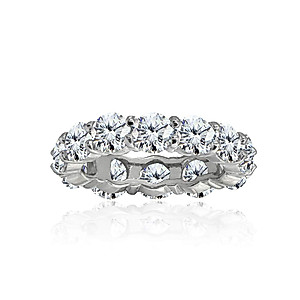 Hoops & Loops Sterling Silver Cubic Zirconia 5mm Round-Cut Anniversary Eternity Band Ring, Size 6