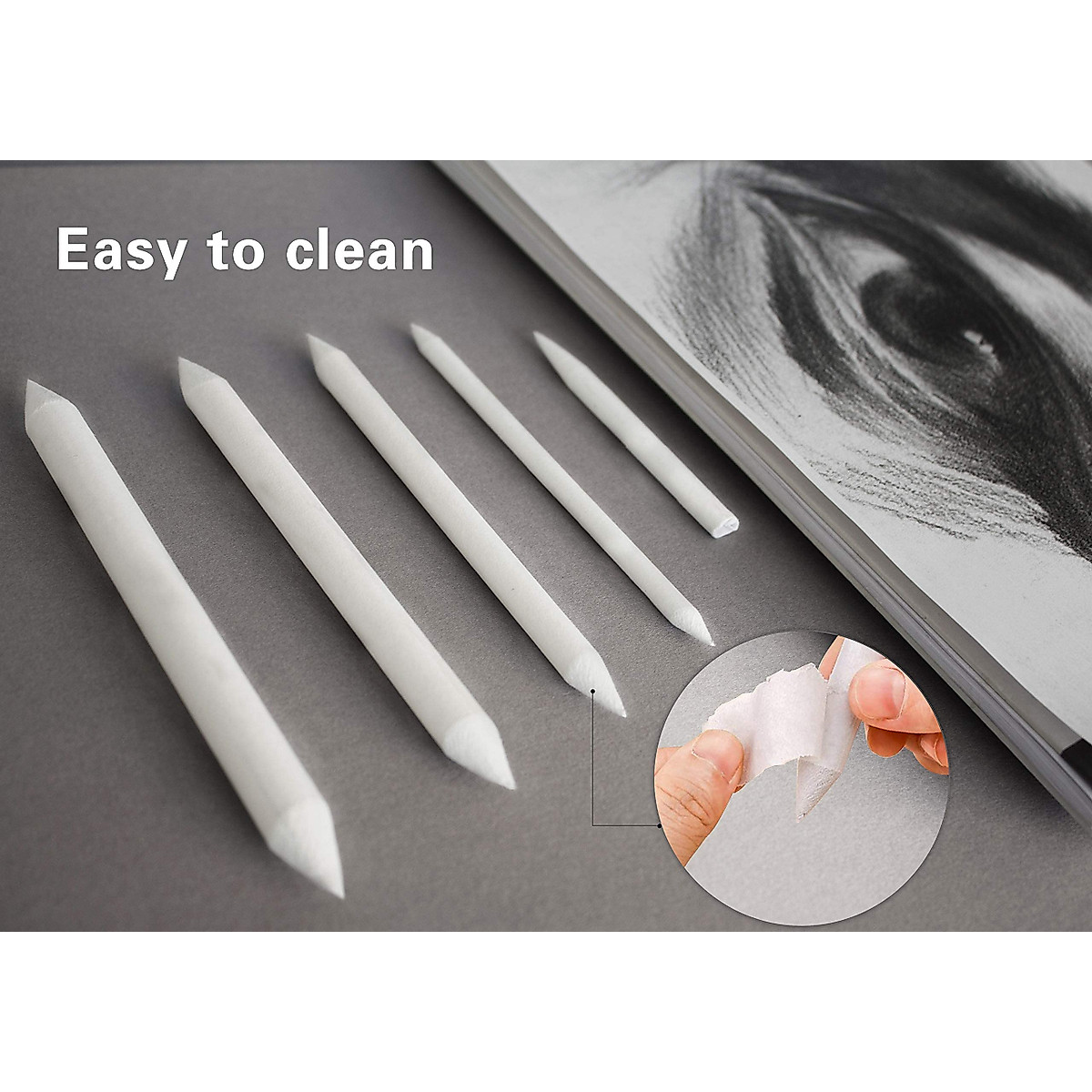 12 PCS Blending Stumps and Tortillions Paper Art Blenders with Sandpaper Pencil Sharpener Pointer for Student Artist Charcoal Sketch Drawing Tools