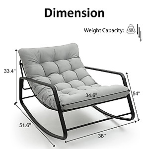 ZJhome Linen Fabric Accent Rocking Recliner Chair Nursery, Comfortable Upholstered Nursing Glider Rocker Armchair for Living Room, Bedroom, Courtyard(Gray)