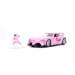 Mighty Morphin Power Rangers 1:32 Toyota FT-1 Concept Die-cast Car with 1.65" Pink Ranger Figure, Toys for Kids and Adults