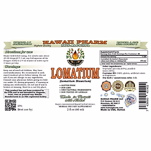 Hawaii Pharm Lomatium Alcohol-FREE Liquid Extract, Lomatium (Lomatium Dissectum) Dried Root Glycerite Natural Herbal Supplement 2 oz