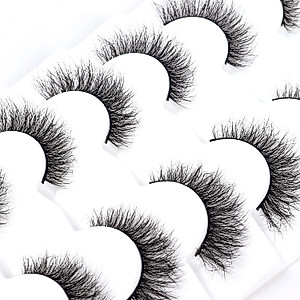 Wleec Beauty 14mm Cat Eye Eyelashes 7 Pairs 3D Wispy Fluffy False Lashes Natural Fake Eyelashes FM48