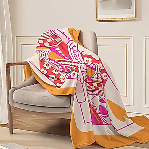 Orange Queen of Hearts Blanket,Soft Fleece Flannel Lightweight Blanket,Cozy Warm Throw Blanket Girl's Room Sofa Decor Preppy Trendy Gifts Blanket All Seasons 40x50 inch,Gift for Her