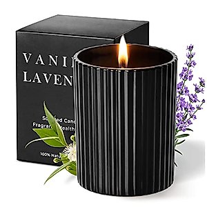 Lavender Candle for Home Scented: Vanilla Soy Candle Gift Set for Men Women 100% Natural Cotton Wicks 6.3 Oz 36 Hours Long Burning,Black Large Jars Eucalyptus Aromatherapy Candle Home Birthday Decor