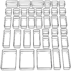 SMARTAKE 37-Piece Drawer Organizer with Non-Slip Silicone Pads, 4-Size Desk Drawer Organizer Trays Storage Tray for Makeup, Jewelries, Utensils in Bedroom Dresser, Office and Kitchen (Clear)