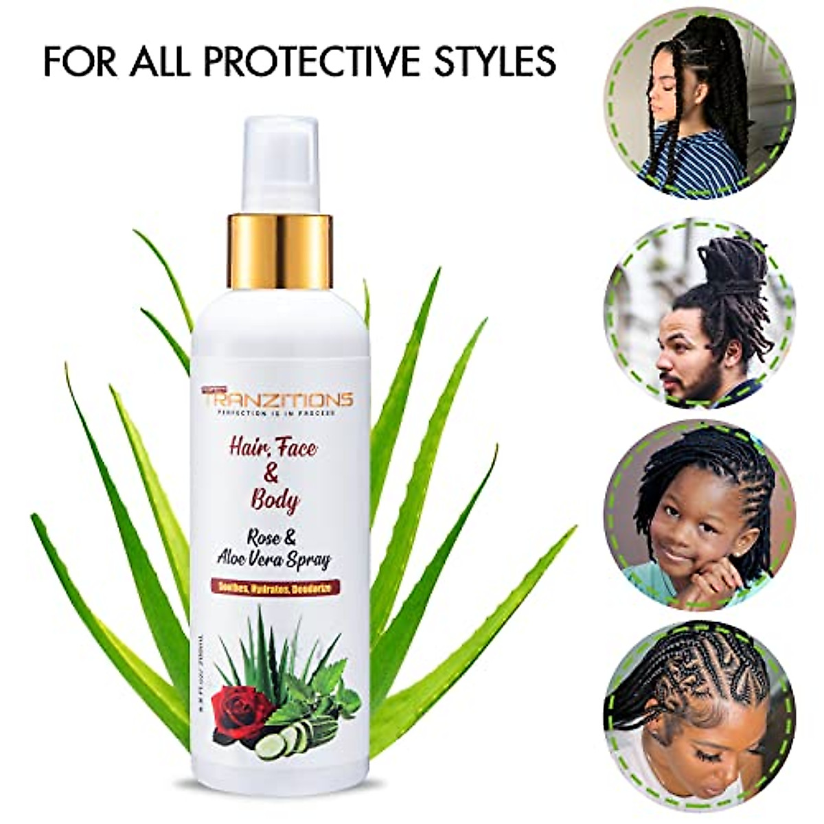 Organic Aloe Vera & Rose Water Moisturizing Spray for Locs and Dreadlocks - Nourishing and Refreshing Natural Hair & Scalp Mist, 6.8 oz
