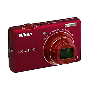 Nikon COOLPIX S6200 16 MP Digital Camera with 10x Optical Zoom NIKKOR ED Glass Lens and HD 720p Video (Red)