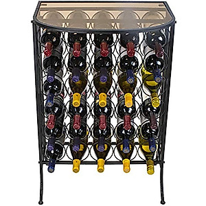Sorbus Wine Rack Stand Bordeaux Chateau Style with Glass Table - Holds Bottles of Wine - Elegant French Style Wine Rack to Compliment Any Space - Minimal Assembly (Wine Stand - 30 Bottles)