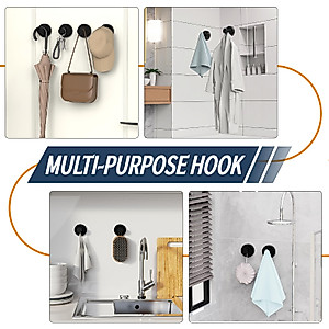 Ycxz Suction Cup Hooks for Shower,12LB Heavy Duty No-Drill Stainless Steel Shower Hooks for Inside Shower,Suction Hooks for Shower Wall,Bathroom,Kitchen,Glass Door,Tile,Mirror (Matte Black, 2 Pack)