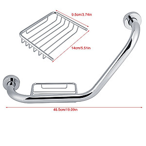 Shower Grab Bars Stainless Steel Bathroom Arm Wall Mount Safety Handle Bath Shower Grab Bar with Holder, Dispenser/Dispenser
