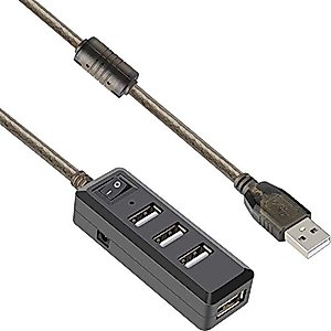 Pasow USB 2.0 Hub 4 Port Adapter USB Data Hub Extended Cable Compatible for MacBook Pro, iMac, PC, Laptop, USB Flash Drives (15FT/5M)