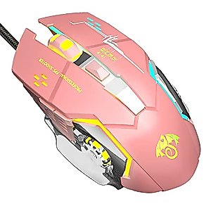 Game Mice, E-Sports Computer Office Programming Mice, Ergonomic Mice, USB Mice,A2 (Pink)
