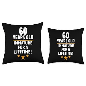 60th Birthday Immature Outfit Funny Party Ideas Decorations Throw Pillow
