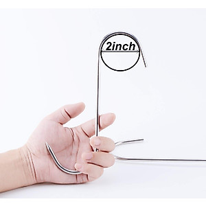 HONSHEN 8 Inch 6mm Meat Hook S-Hooks Stainless Steel Meat Hooks for Hanging Processing Butcher Hook 4Pack (Meat Hooks 6mm 8inch)