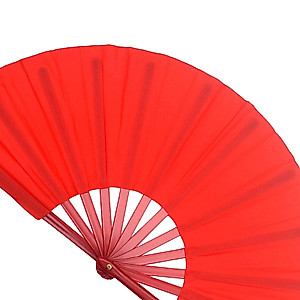 Folding Fans for Men and Women Portable Dance Fan Gifts Red Tai Ji Gong fu Hand Fan for Wedding Performance Festival Theater Party Fan