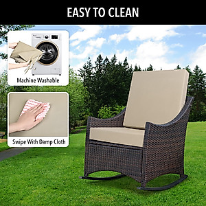 Tromlycs Outdoor Chair Cushions for Patio Furniture Set of 2 Seat Waterproof Outside 22 x 22 Inch Square with Ties Beige