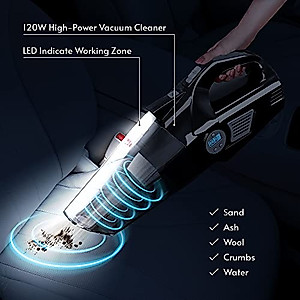 AMEBIBO 4-in-1 Car Vacuum Cleaner, Tire Inflator Portable Air Compressor with Digital Tire Pressure Gauge LCD Display and LED Light, 12V DC Air Compressor Pump, 14,8FT Cord