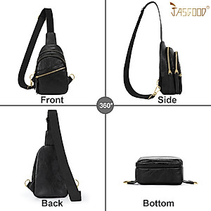 JASGOOD Small Sling Bag for Women Trendy Crossbody Bags Leather Fanny Packs for Women Chest Bag Gift Sling Purse for Traveling,Black