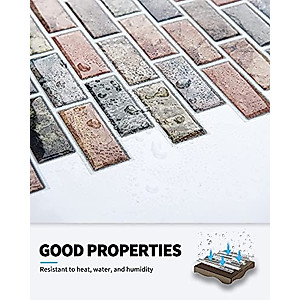 Art3d 10-Piece Peel & Stick Kitchen/Bathroom Backsplash Tiles, 12" X 12" Colorful Marble Tile Design