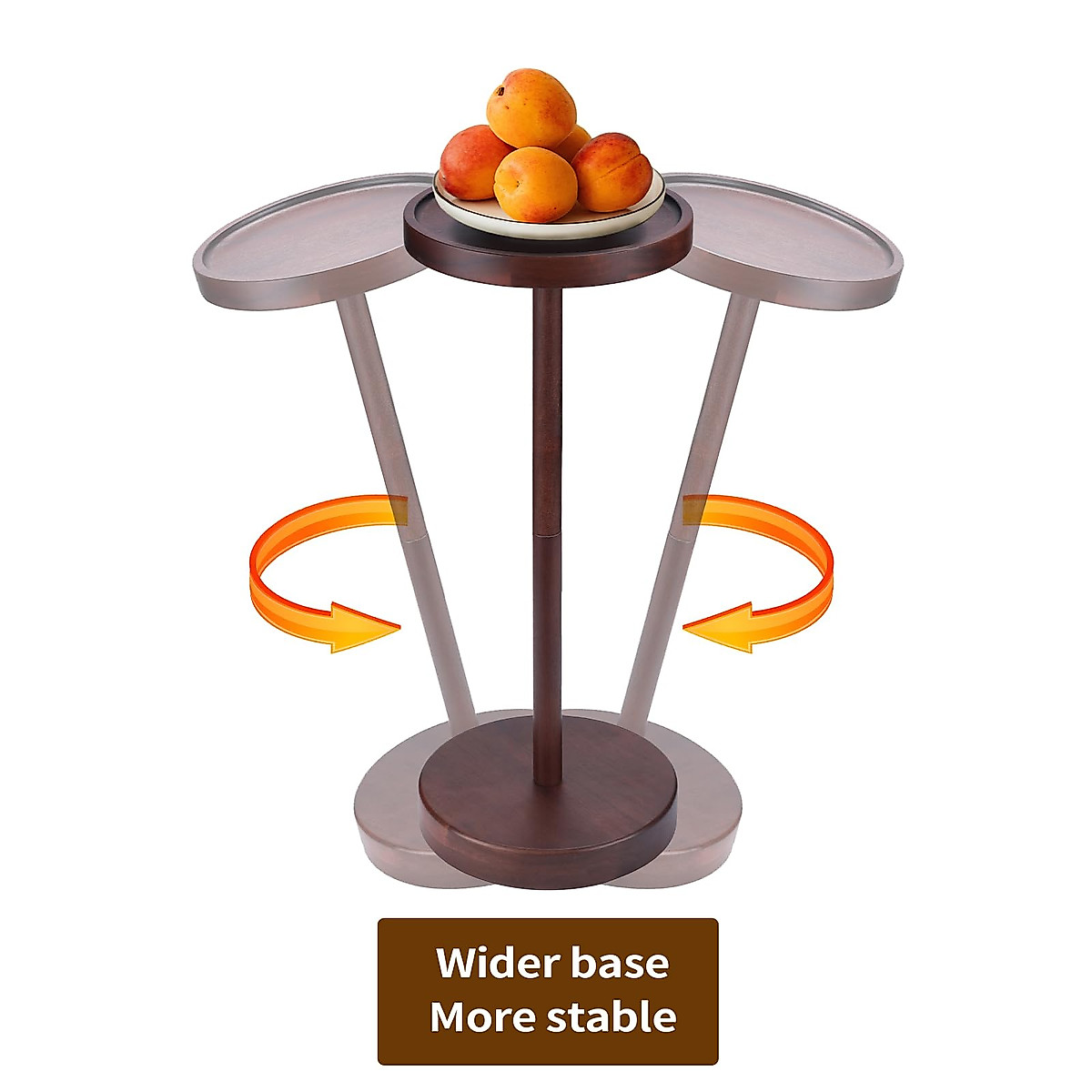 EVERBBKING Solid Acacia Wood Pedestal Side Table, Drink Table, Small End Table Pedestal End Table, Small Pedestal Table Small Round Table Martini Table