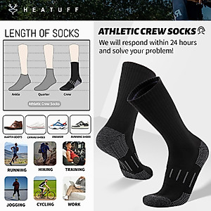 Heatuff Men’s Crew Athletic Socks Cushioned Moisture Wicking Work Boot Socks for All Seasons (6 Pairs)