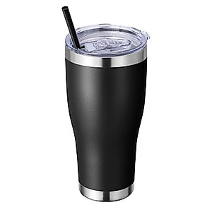 DOMICARE 30 oz Tumbler with Lid and Straw, Stainless Steel Tumblers Bulk, Insulated Vacuum Double Wall Coffee Travel Mug, Powder Coated Tumbler, Black 8 Pack