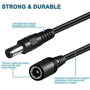SIOCEN 20FT DC Power Extension Cord 5.5mm x 2.1mm,12v DC Power Supply Adapter for CCTV Security IP Camera Surveillance Indoor Dvr Standalone LED Strip,Car,12 Volt Male to Female Plug Cable