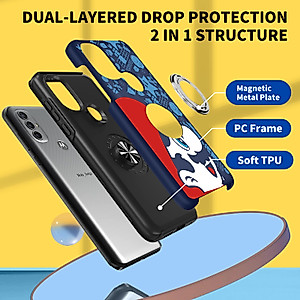 Joyleop Cute Case for Moto G Pure/G Power 2022/G Play 2023 Cartoon Anime Funny Print Phone Cover for Girls Kids Pretty Girly with Ring Holder Stand Magnetic Kickstand for Motorola G Pure 6.5" Maro
