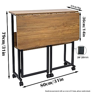 Multifunctional Foldable Desk, 80×59×79, Computer Desk Suitable for Small Spaces, Computer Desk with Adjustable Desktop Size and Foot Pads, Oak Color