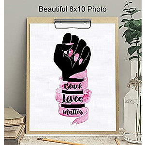 BLM Wall Art Sign - Black Wall Art - Black Lives Matter Home Decor, Room Decoration for Black Women - African American Art - Pink Black Pride Fist for Girls, Teens, Wife, Her, BFF - 8x10 Poster Print