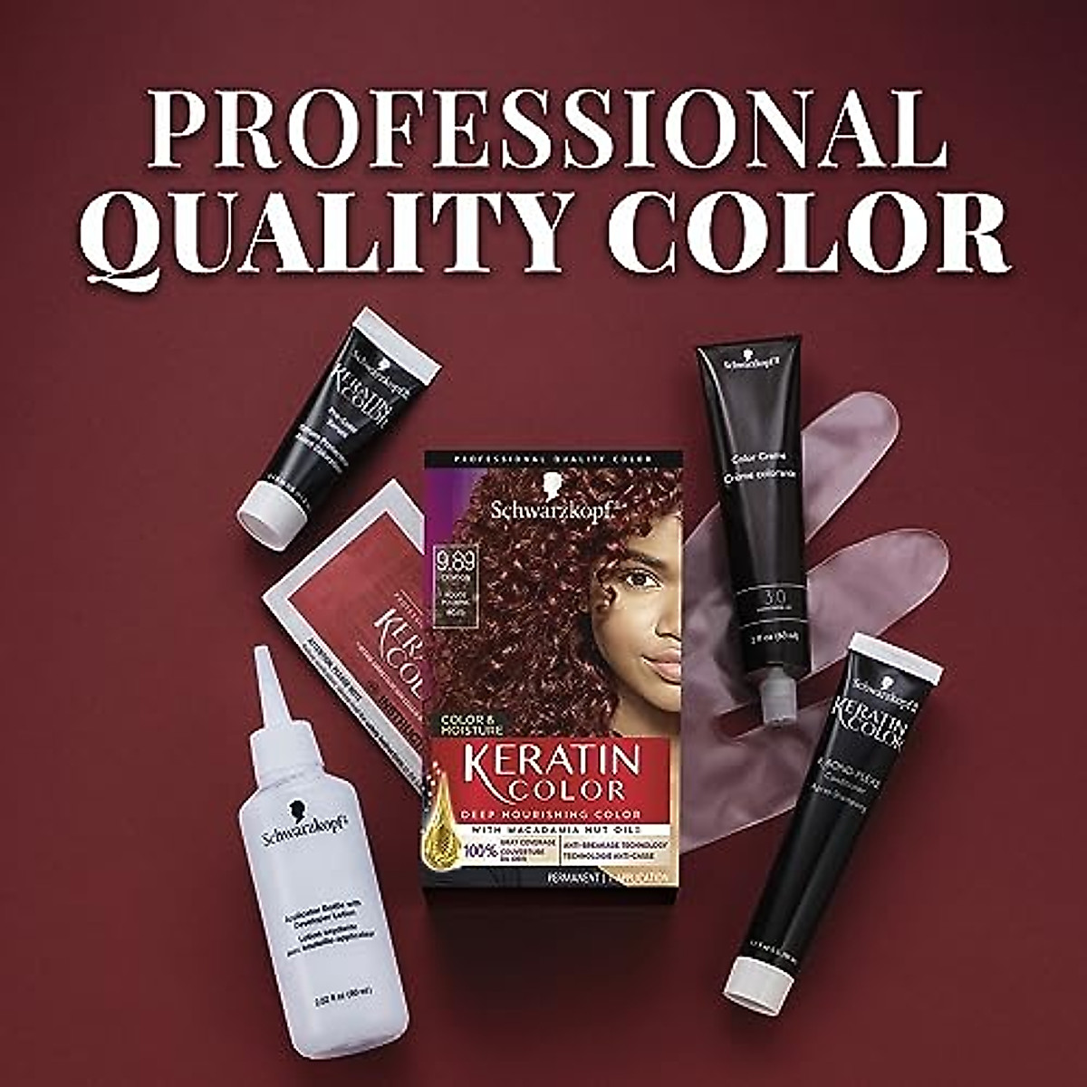 Schwarzkopf Keratin Color, Color & Moisture Permanent Hair Color Cream, 9.89 Crimson