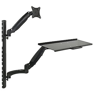 VIVO Black Sit-Stand Wall Mount Counterbalance Height Adjustable Monitor and Keyboard Workstation for Screens up to 27 inches STAND-SIT1K