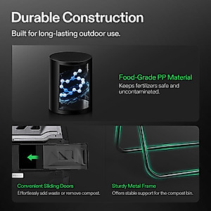 VIVOSUN Outdoor Tumbling Composter Dual Rotating Batch Compost Bin, 43 Gallon Black Door