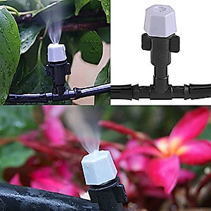 Misting Micro Irrigation Water Cooling System Watering Drip Kit Sprinkler Nozzle Hose Sprinkler Garden Patio Micro Irrigation Set(5M)