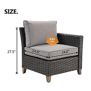 Grand patio Sofa Sets Outdoor Furniture Sets 6 Pieces Conversation Set, Wicker Patio Furniture Sectional Sofa with Thick Cushions for Yard Garden Porch &Brown