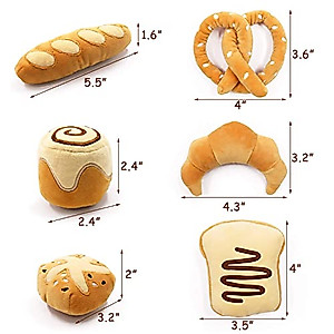 Bread Catnip Toys Kitten Interactive Toys for Cat Lover Gifts Kitty Chew Bite Kick Toys Supplies Baguette Croissant Pretzel Toast Bun Cinnamon Roll Plush Catmint Pet Presents Set of 6